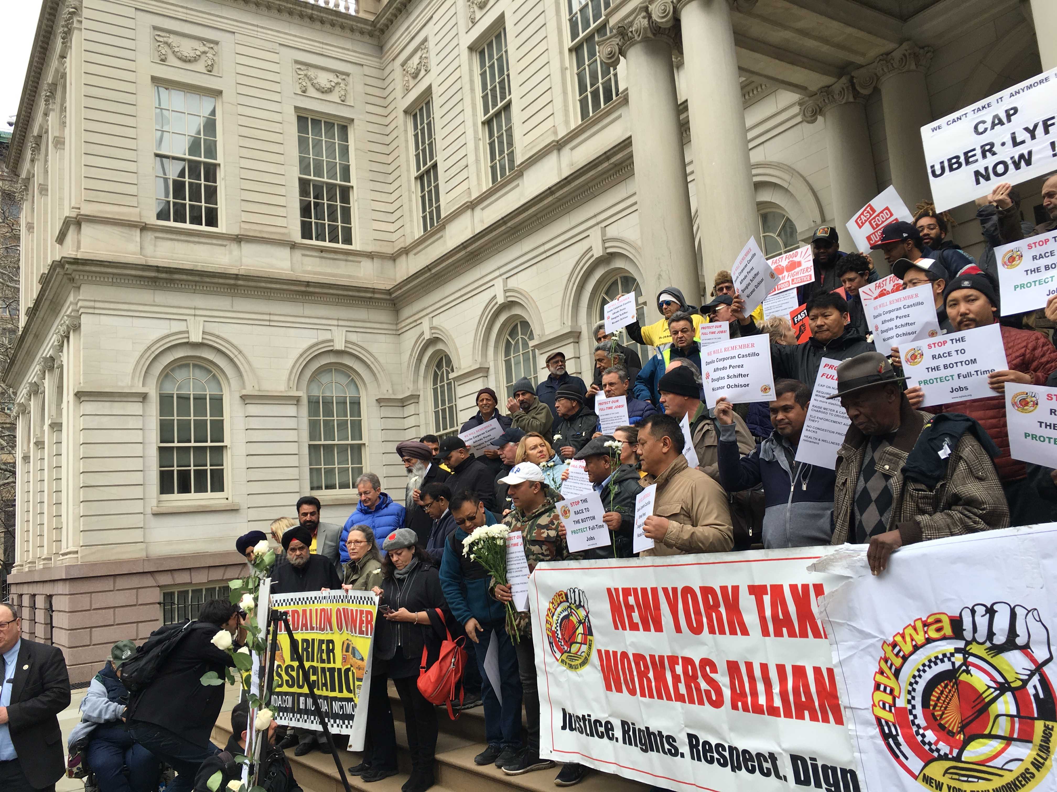 Early Arrival: Cab Drivers Rally at City Hall