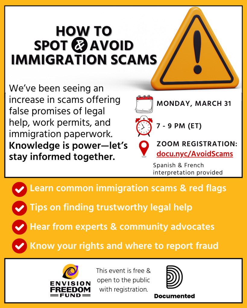 March 31 Event: Learn How To Spot & Avoid Immigration Scams - Documented
